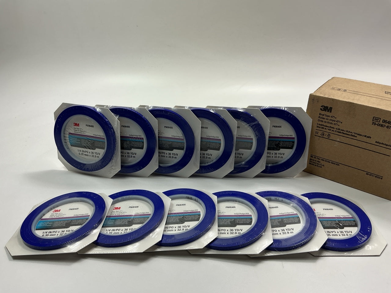 3M 06405 Scotch Plastic Tape 471, Blue, 1/4'' X 36 Yard - Pack Of (12 ...