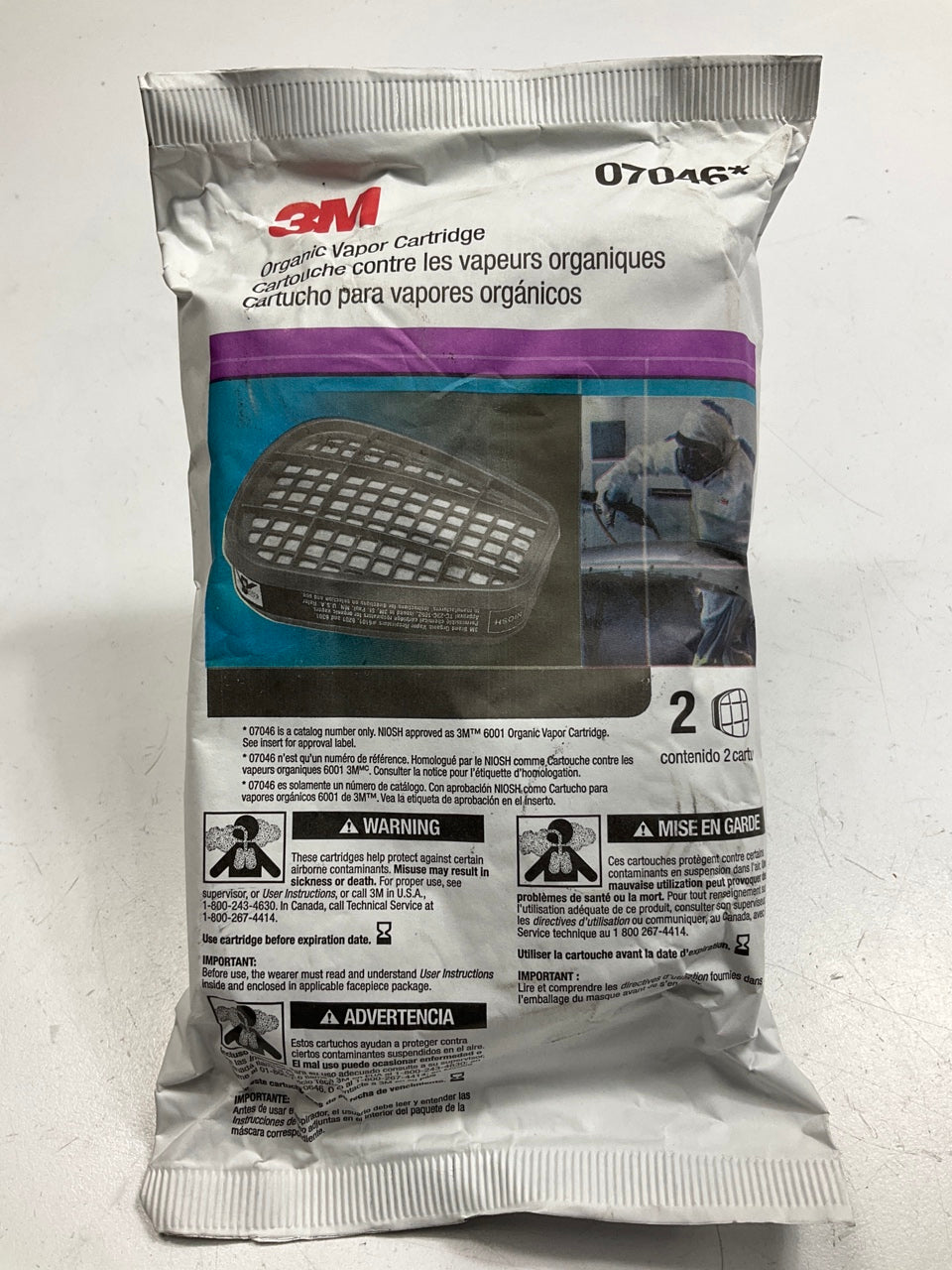 3M 07046 Organic Vapor Cartridge 6001 - 2 Pack (as Shown) Exp. 02/2026 ...