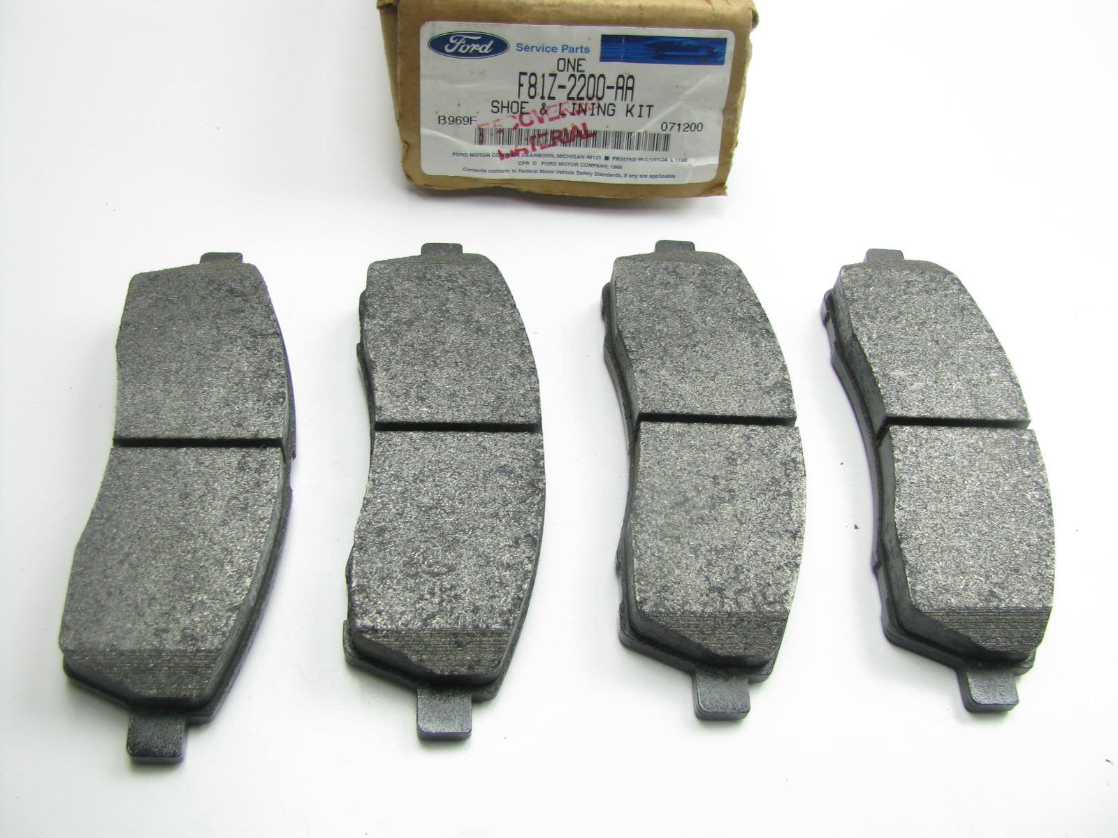 Genuine OEM Ford F81Z-2200-AA Rear Disc Brake Pads – Spark Surplus Auto ...