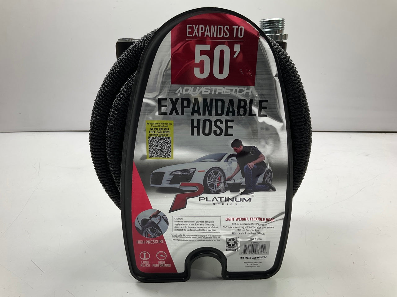 Machimpex R988502 BLACK Expandable 50' Water Hose W/ Aluminum Fittings ...
