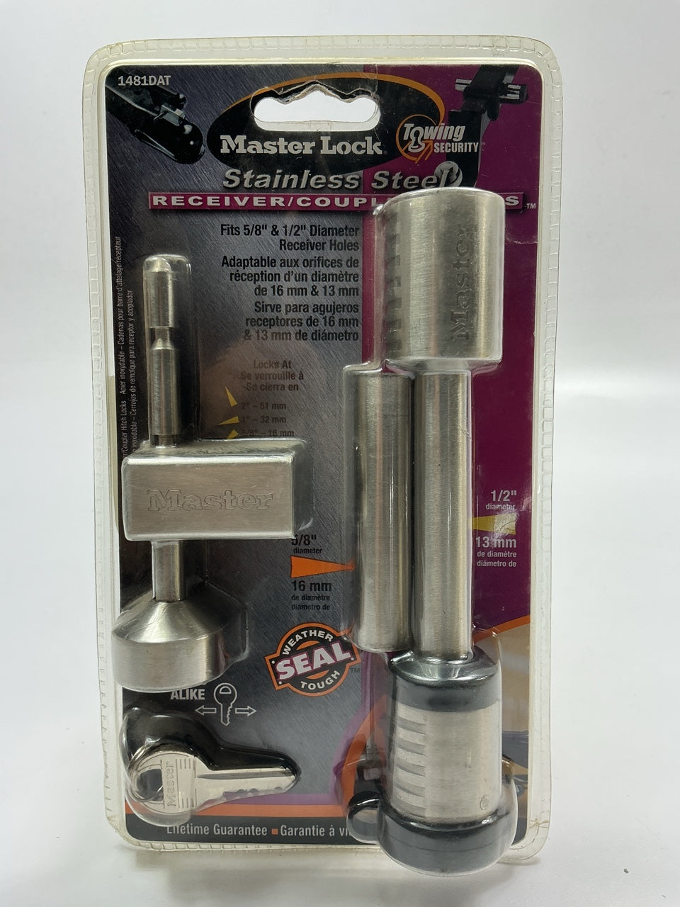 MasterLock 5/8'' Stainless Steel Receiver Lock W Adjustable Coupler La ...