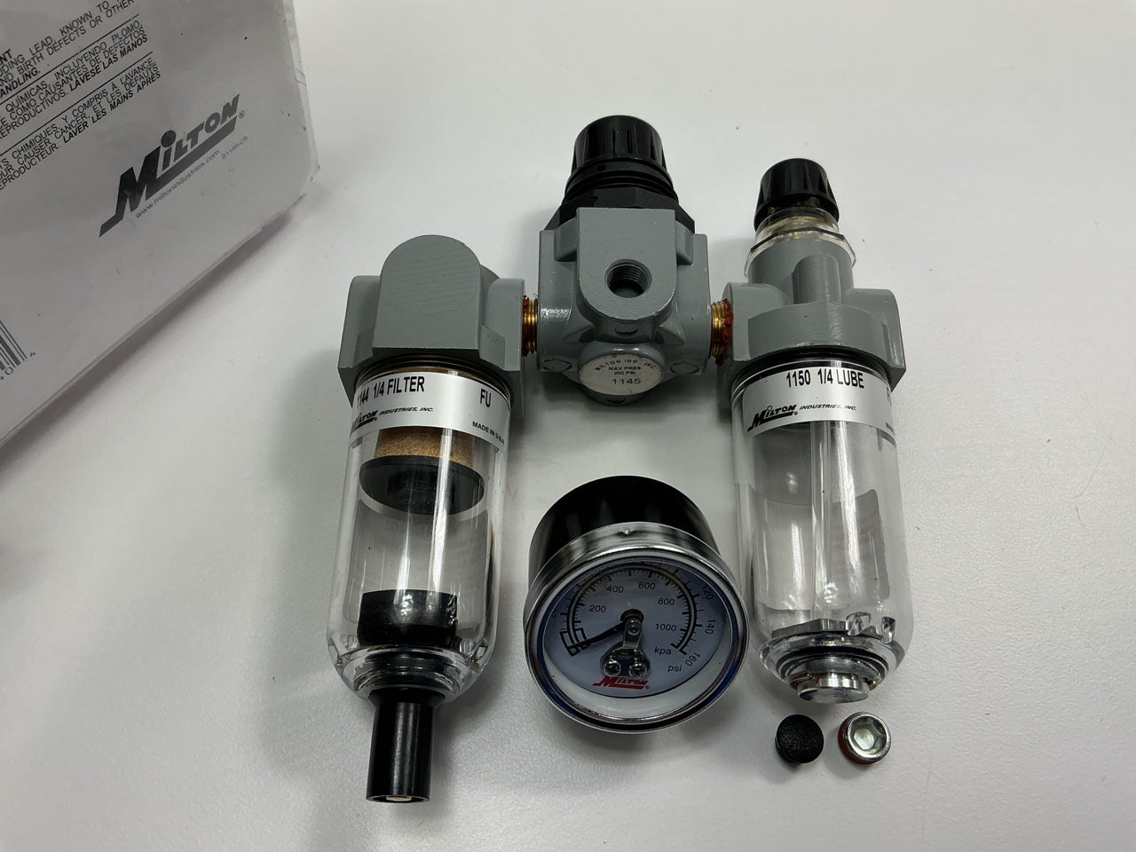 MILTON S1140 MINI Deluxe FRL Filter Regulator Lubricator Trio 1/4'' NP ...