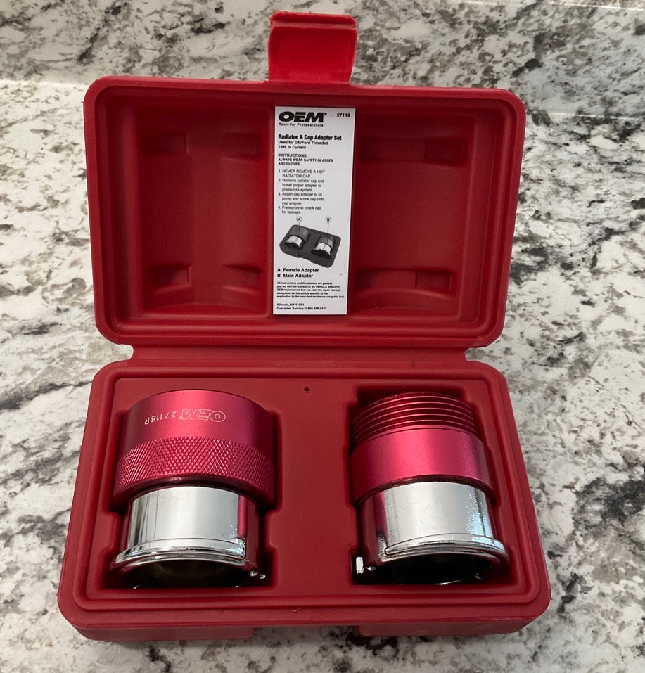 OEM TOOLS 27118 Radiator And Cap Adapter Set For 1995-UP GM & Ford Veh ...