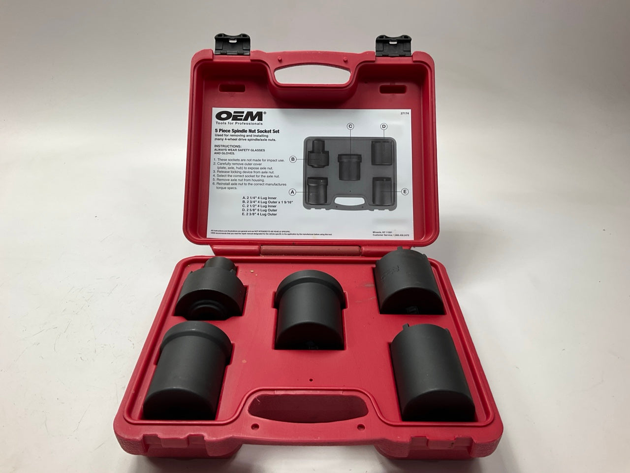 USED #32 OEM Tools 27174 1/2'' Drive 5-Piece Spindle Nut Locknut Axle ...