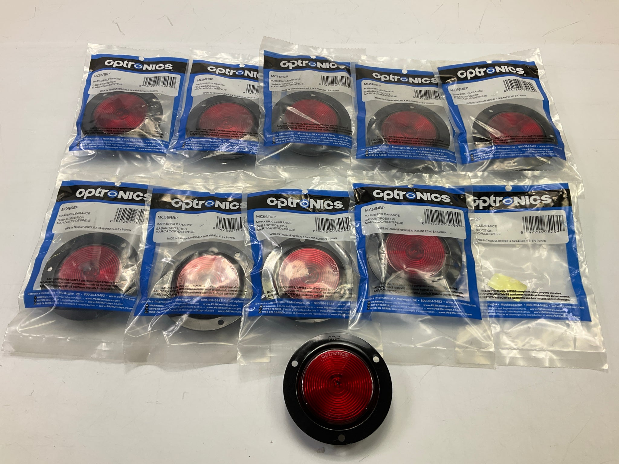 10 Optronics MC56RBP 2.5'' Red Recess Flange Mount Marker Clearance Tr ...