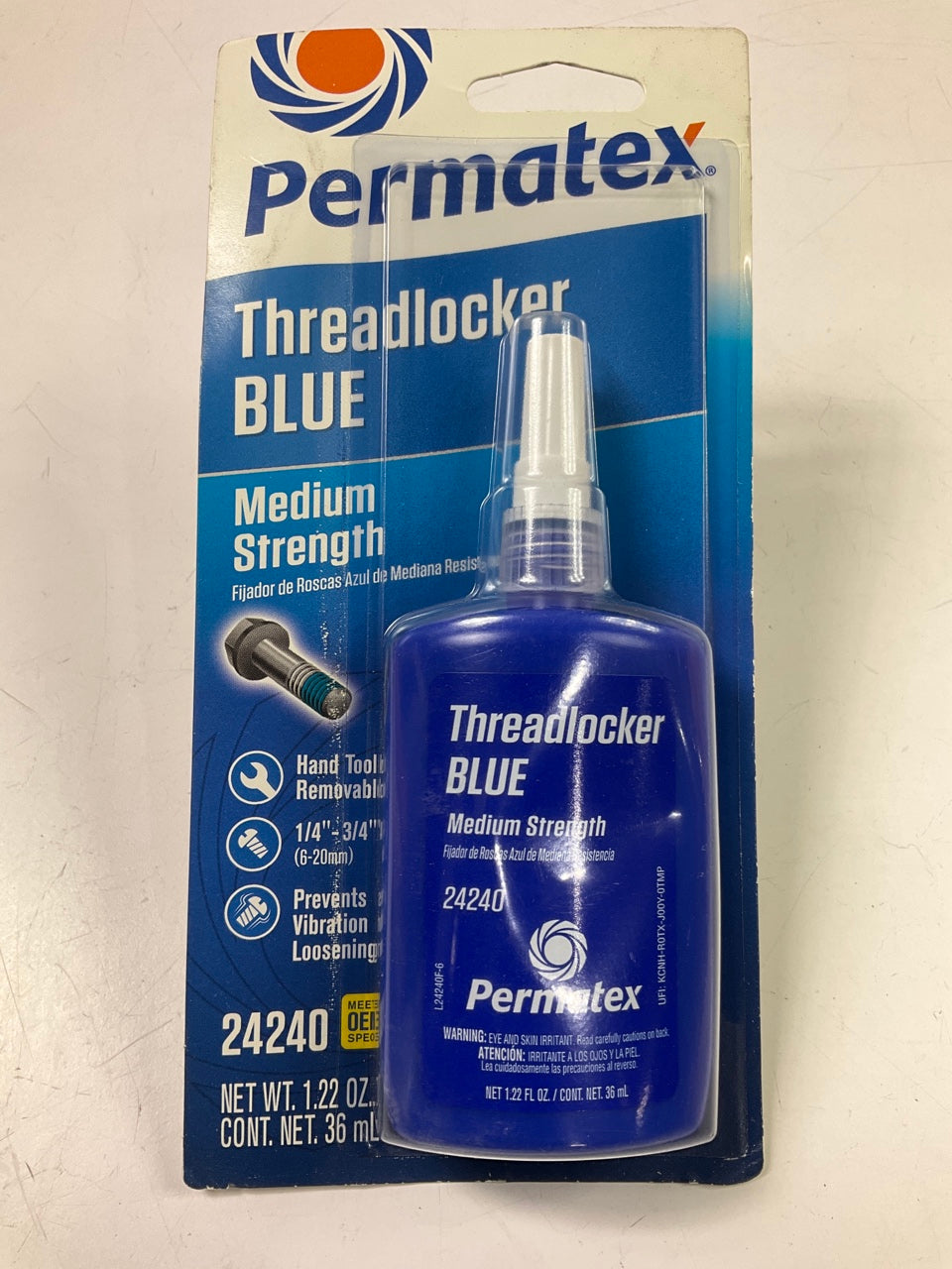 Permatex 24240 Blue Threadlocker Medium Strength Thread Locker, 36 Ml ...