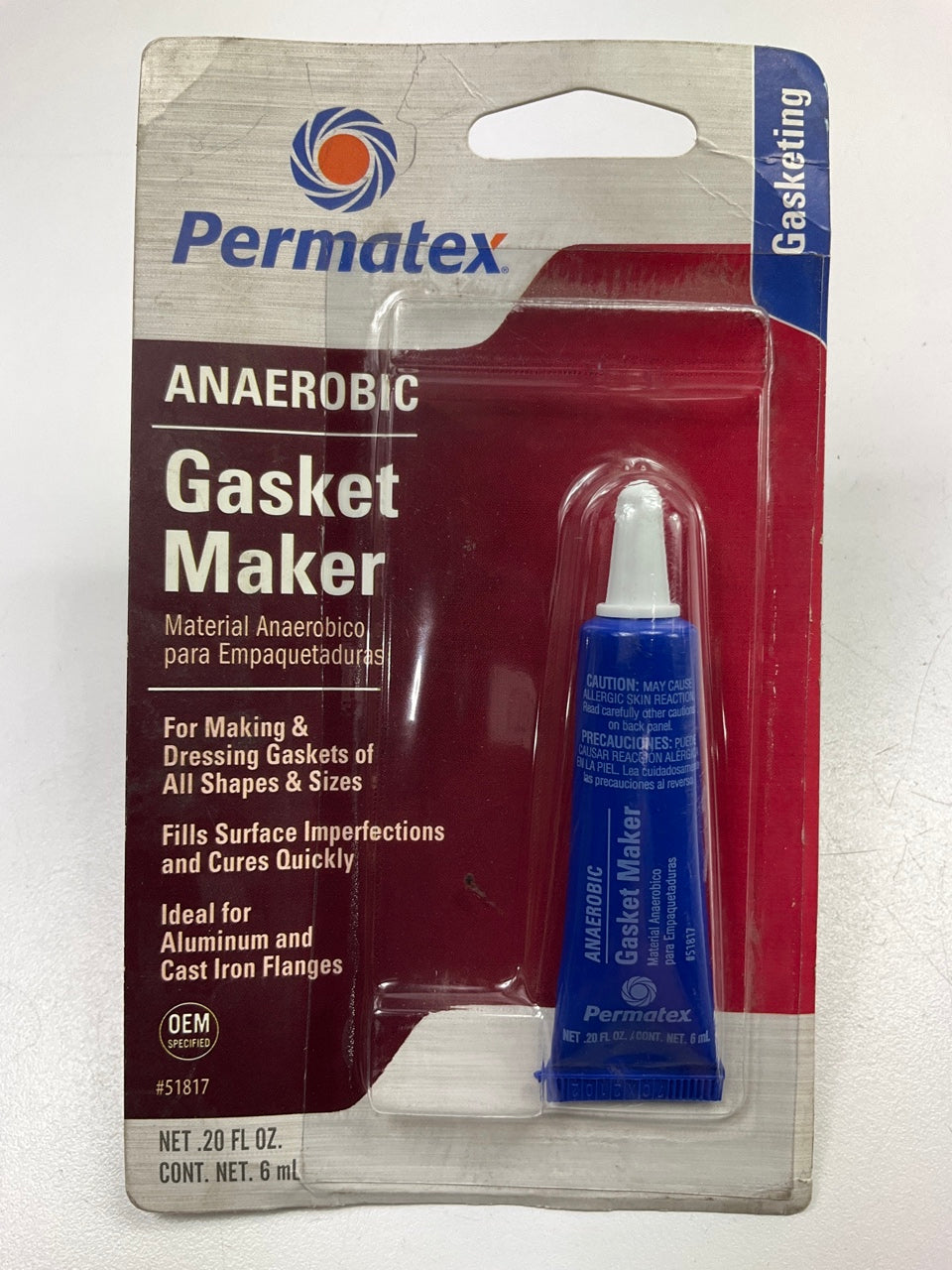 Permatex 51817 Anaerobic Gasket Maker Quick Cure Red Gel, 6mL Tube ...