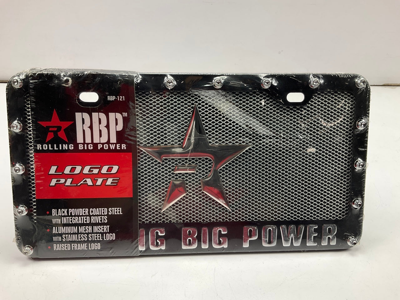 Pilot RBP-121 Black License Frame And Plate Combo With Mesh And Star L ...