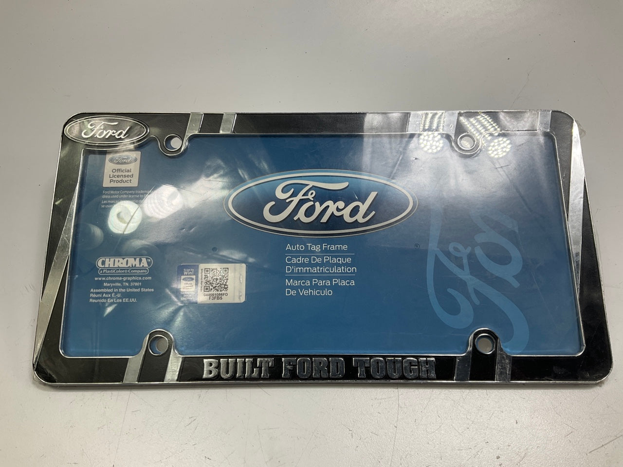 Plasticolor 42528 Ford Built Tough License Plate Frame Chrome, Black M ...