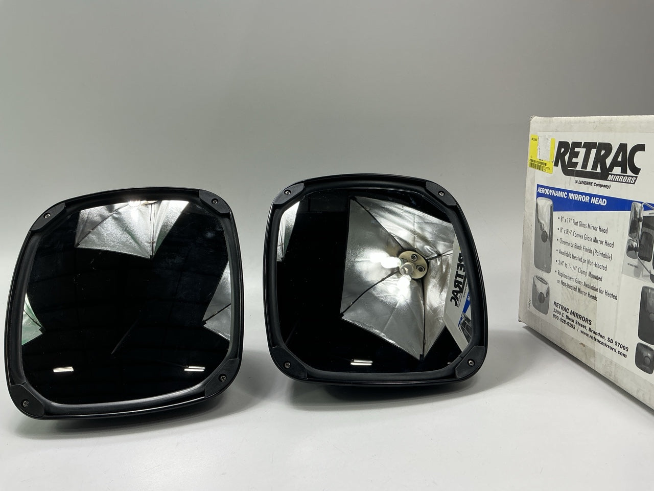 (2) Retrac 610875 Aerodynamic 8'' Black Plastic Convex Mirror Heads ...