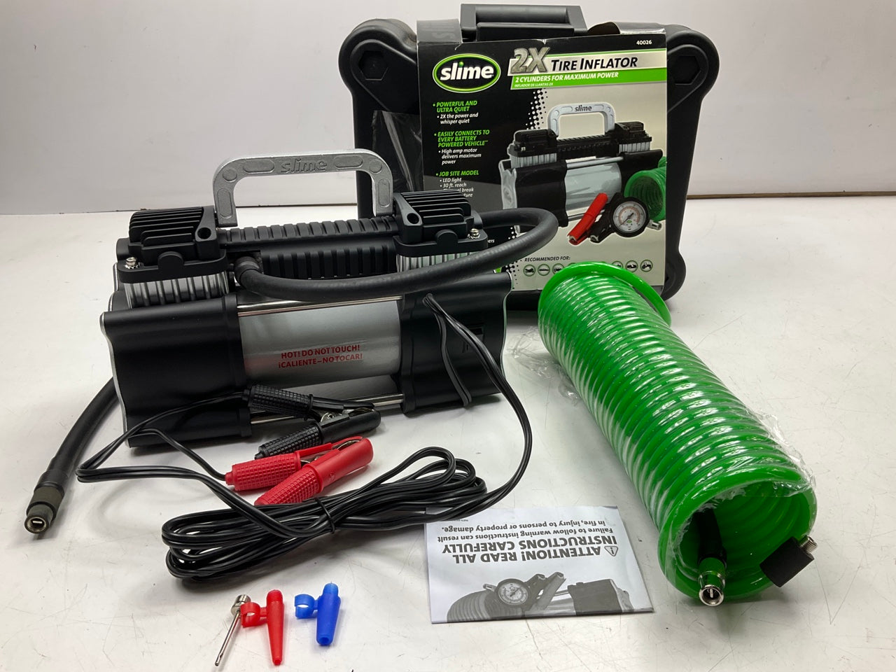 Slime 40026 - 12 Volt HD Tire Inflactor Pump Kit 150 PSI W/ Gauge & 30 ...