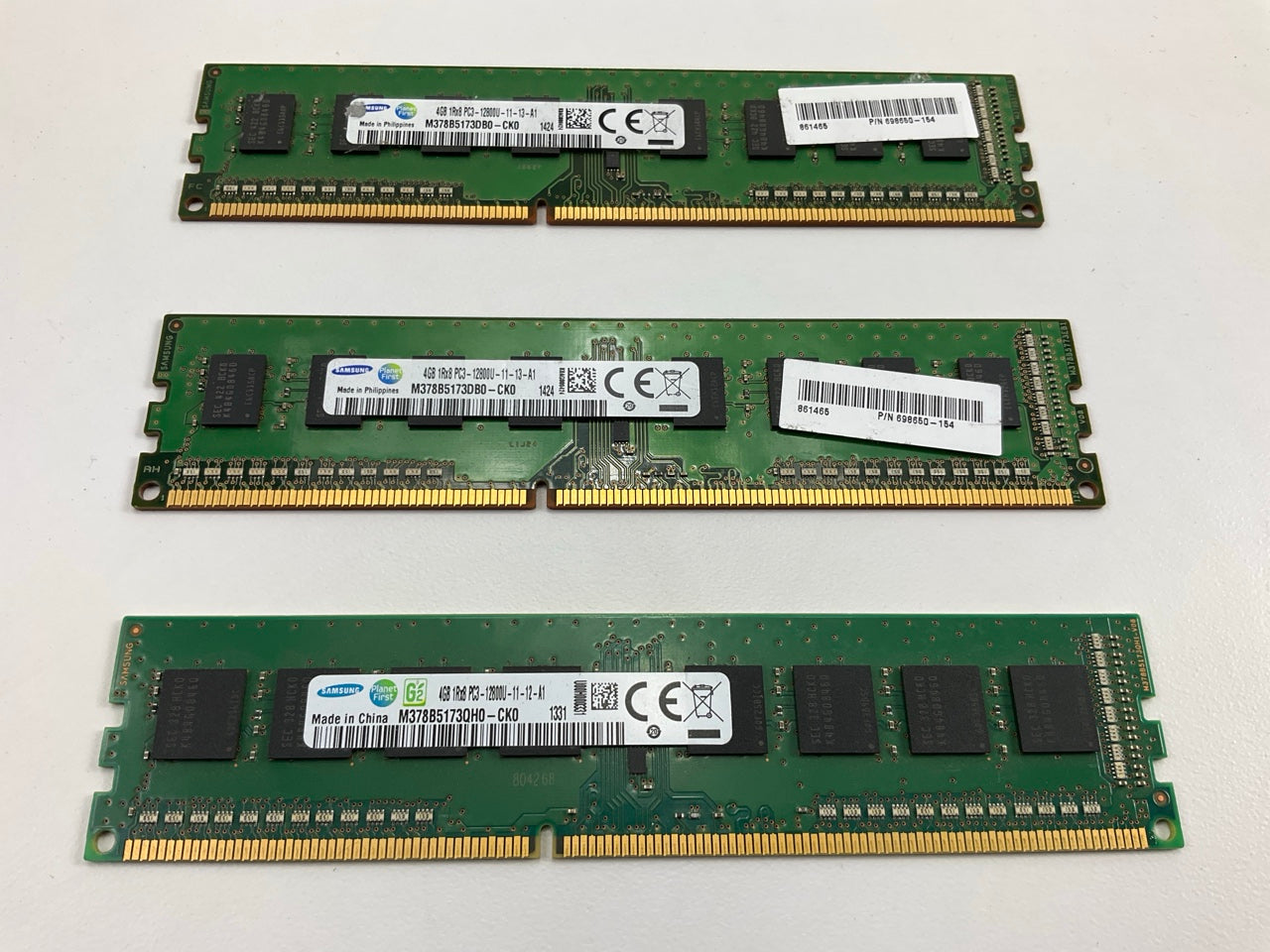 USED - (3) Samsung 4GB 1Rx8 PC3-12800U DDR3 Memory RAM Sticks – Spark ...