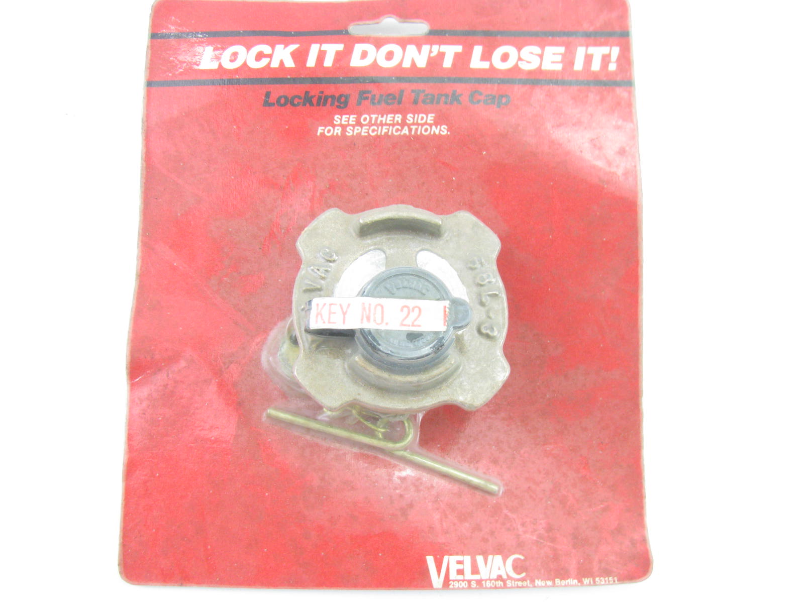 Velvac 600051-6 Fused & Vented Locking Fuel Tank Cap - 2 /18''dia Male ...