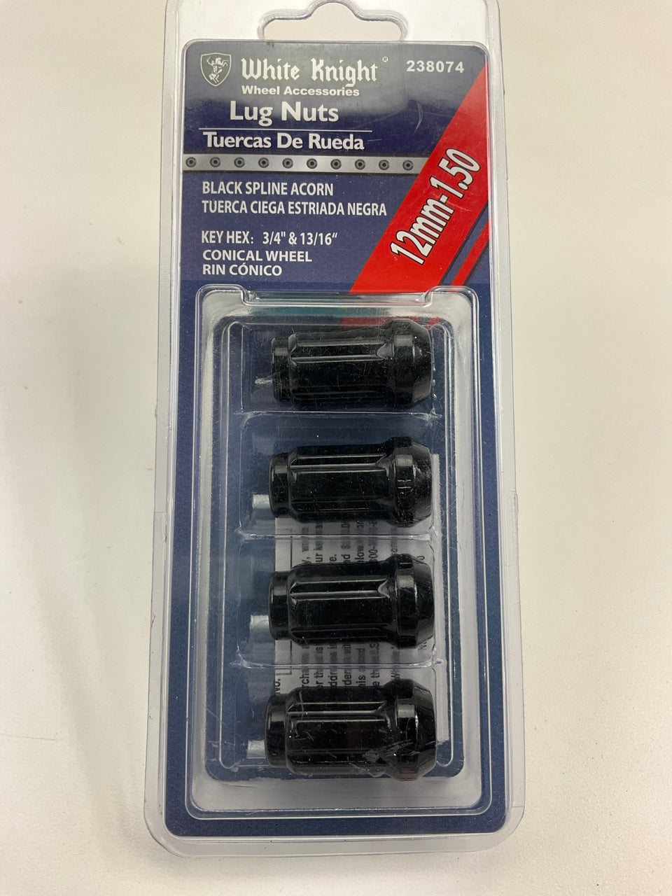 White Knight 238074 12mm X 1.50 Black Spline Acorn Lug Nuts, 4 / PACK ...